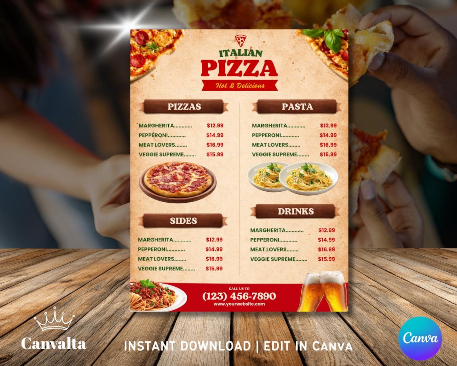 Pizza Restaurant Menu Flyer | Pizza Shop Menu Flyer | Pizzeria Menu ...