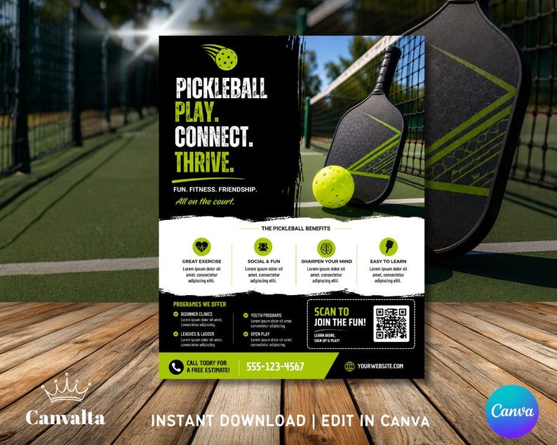 Pickleball Flyer Template | Pickleball Canva Flyer | Sports Event ...