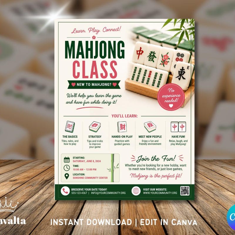 Mahjong Flyer Template - Etsy