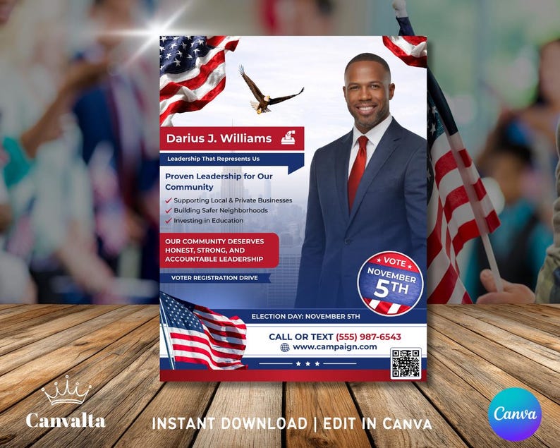 Editable Election Flyer Template | Canva, Political Campaign Ad - Etsy