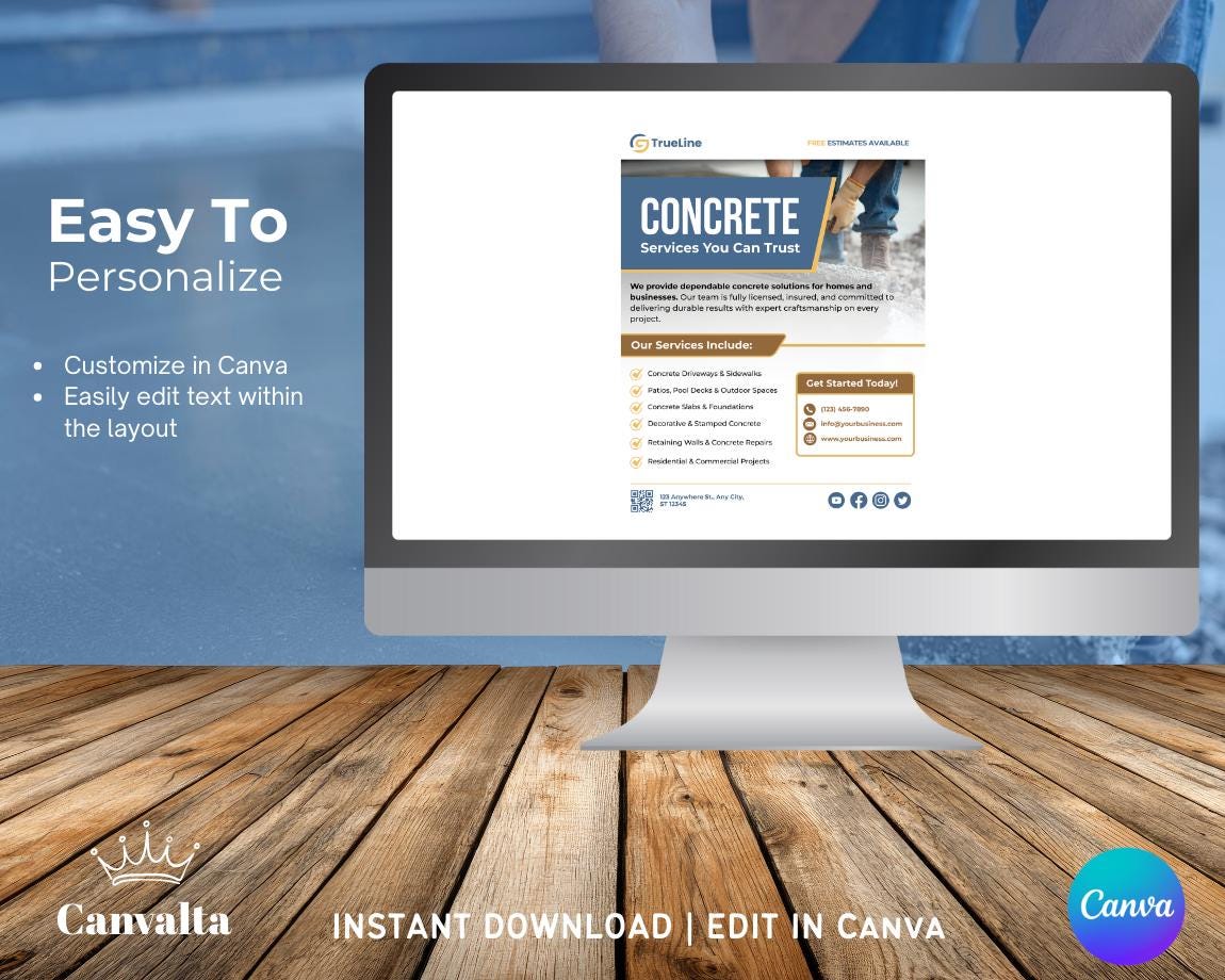 Editable Concrete Service Flyer | Concrete Contractor Business Template ...
