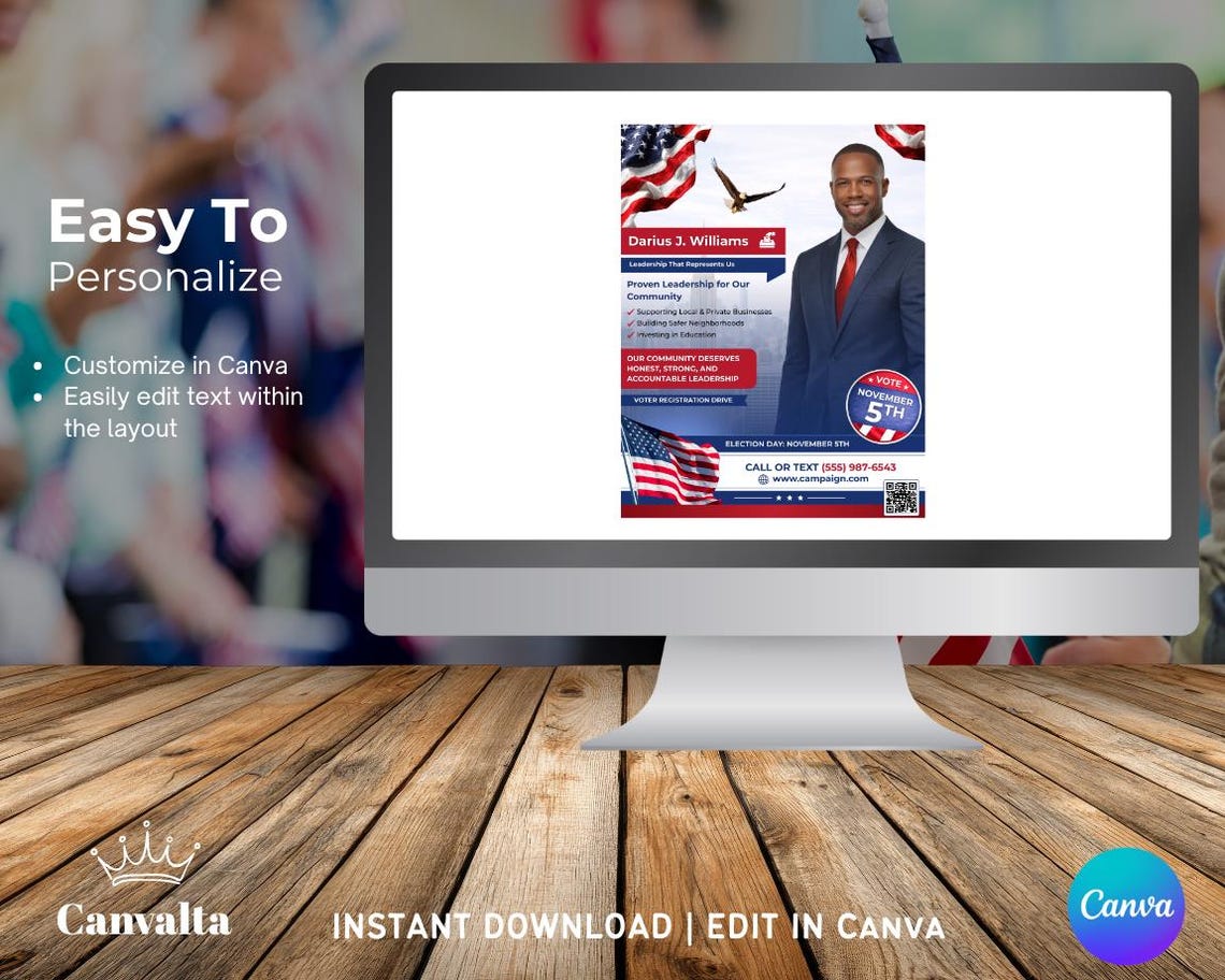 Editable Election Flyer Template | Canva, Political Campaign Ad - Etsy