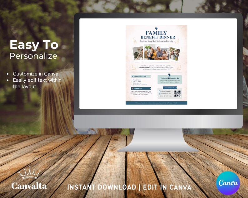 Editable Family Benefit Dinner Flyer | Fundraising Dinner Flyer | Community Event Flyer | Canva ...