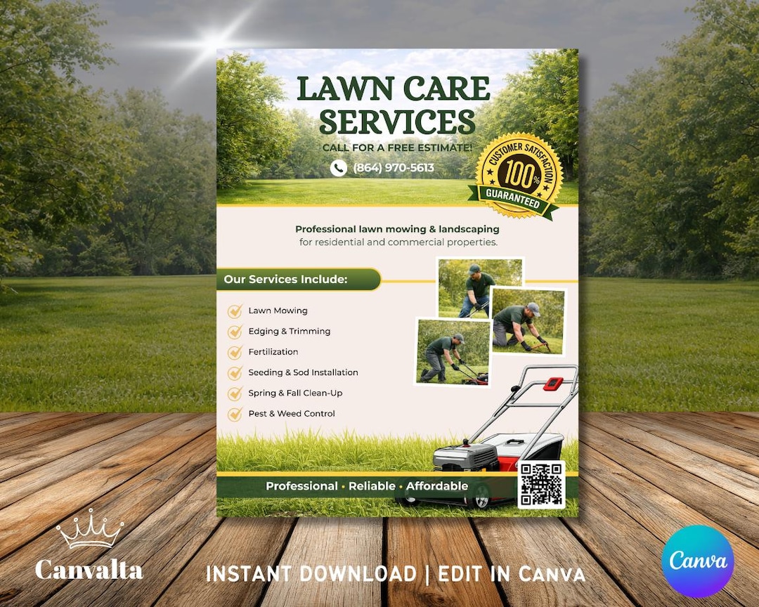 Lawn Care Service Flyer | DIY Editable Template | Lawn Care Business Ad ...