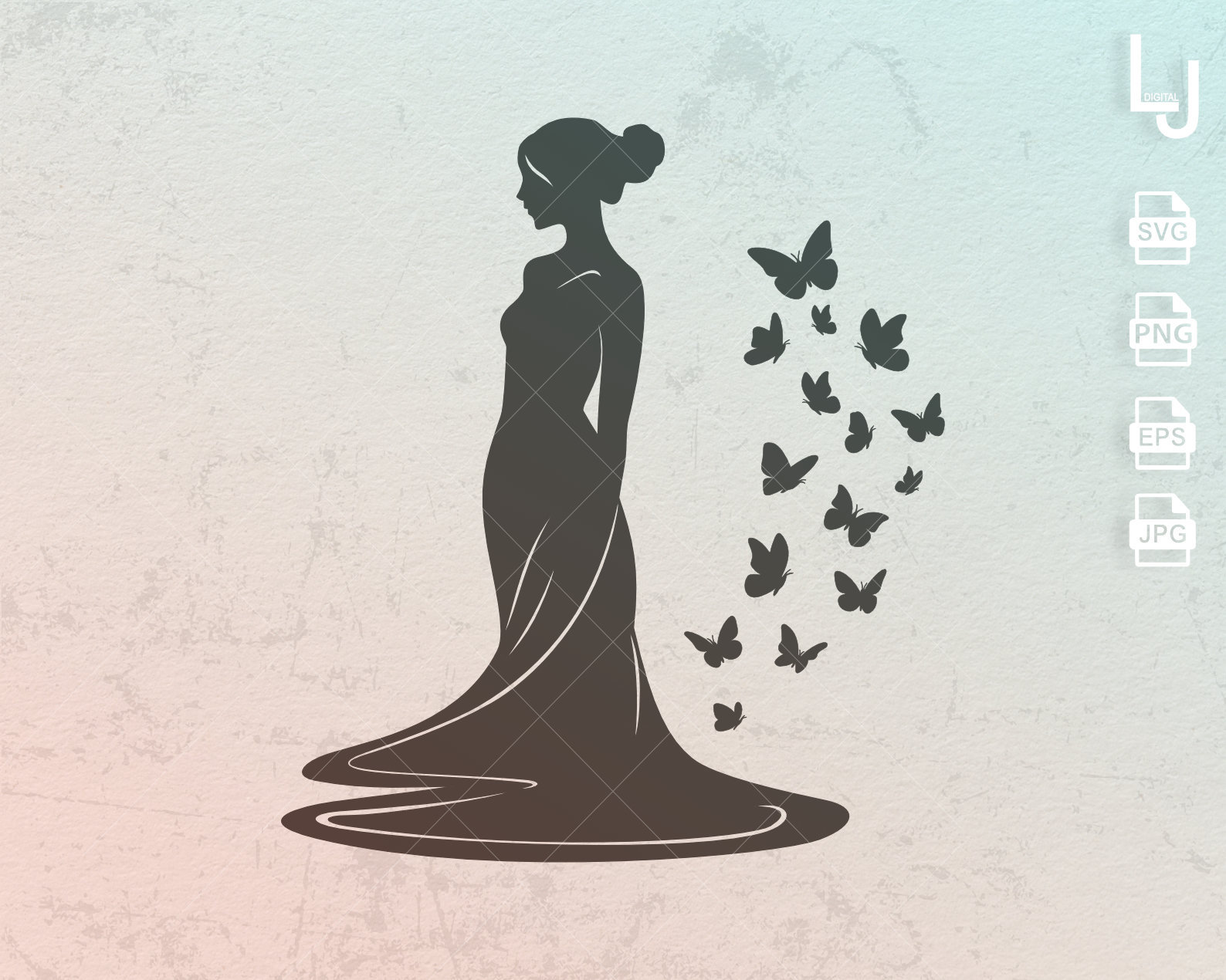 Elegant Woman With Butterflies SVG Cricut & Silhouette - Etsy