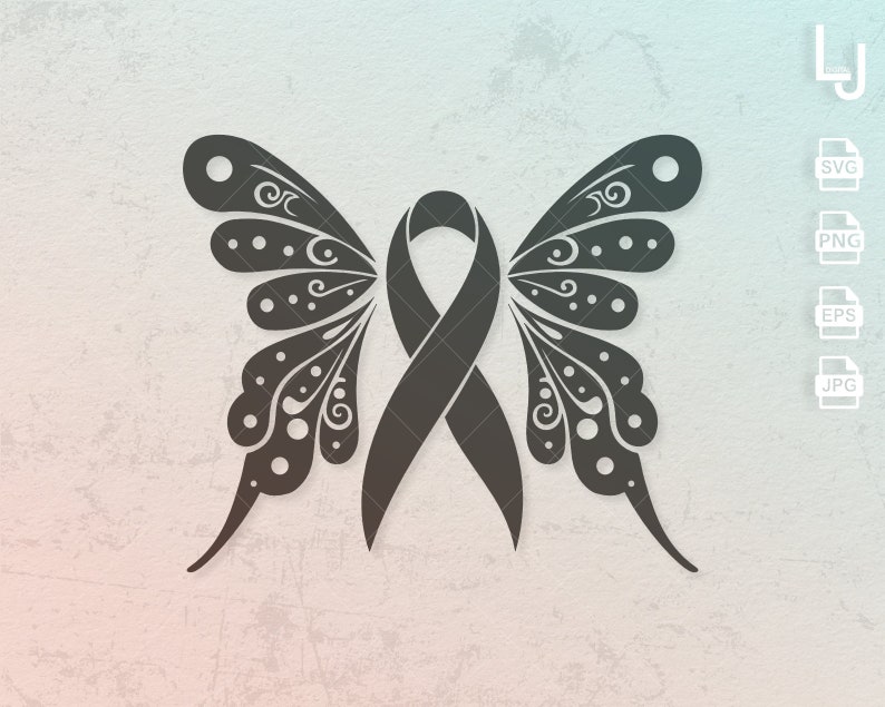 Cancer Survivor Butterfly Ribbon SVG Digital Cut Files for - Etsy