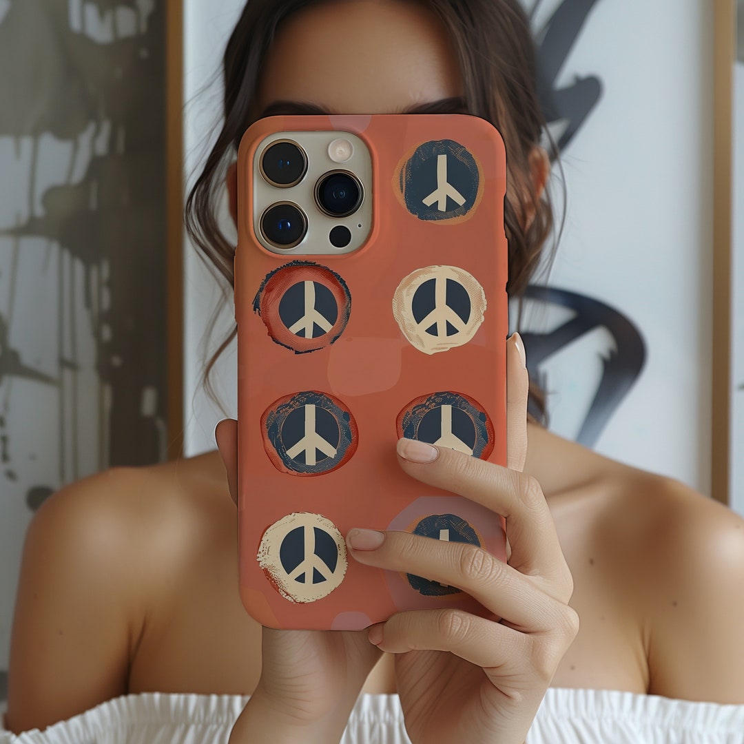 Terracotta Peace Sign Phone Case | Retro Peace Case | Gift for Bestie ...