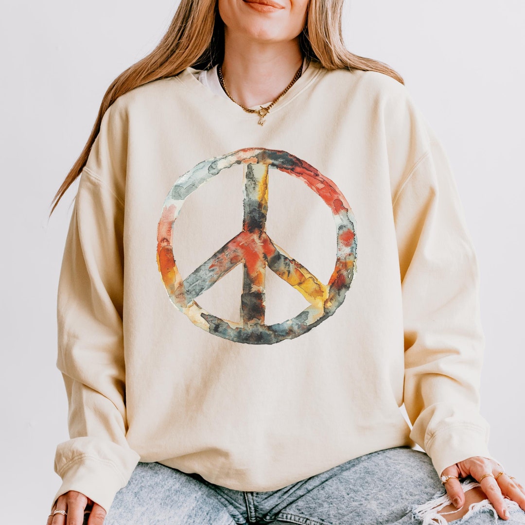 Watercolor Peace Sweatshirt, Retro Peace Sign Shirt, Comfort Colors ...