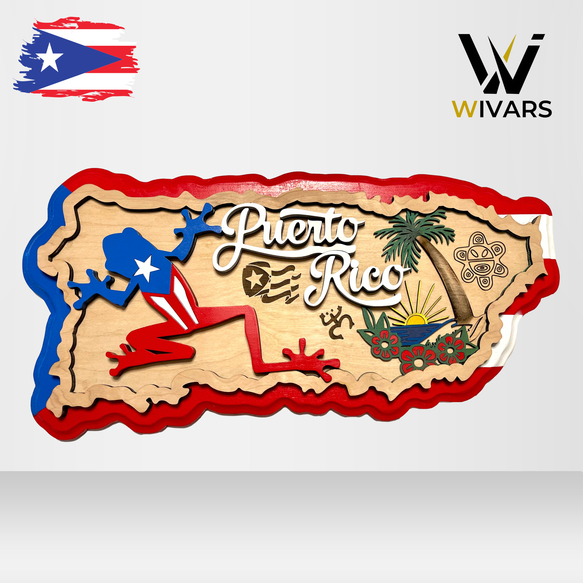 Map of Puerto Rico With Coqui - Etsy