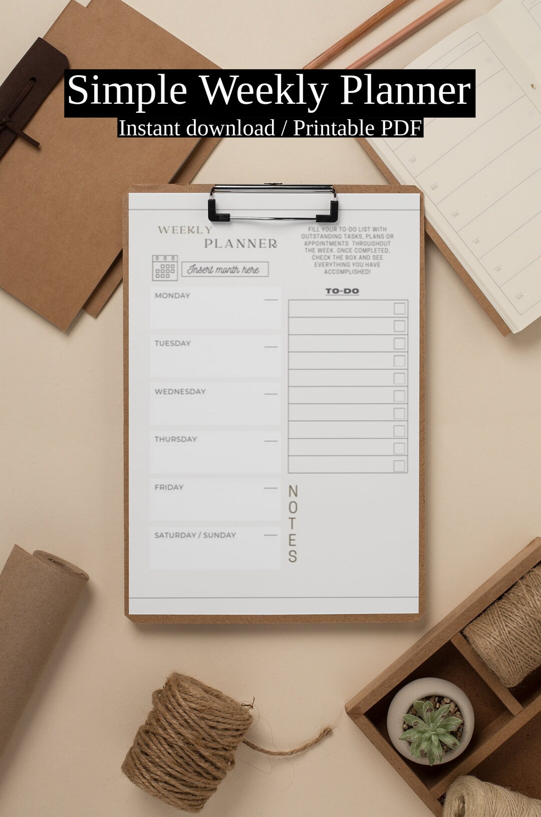 Weekly Digital Planner / Instant Download / Filable Digital Planner ...