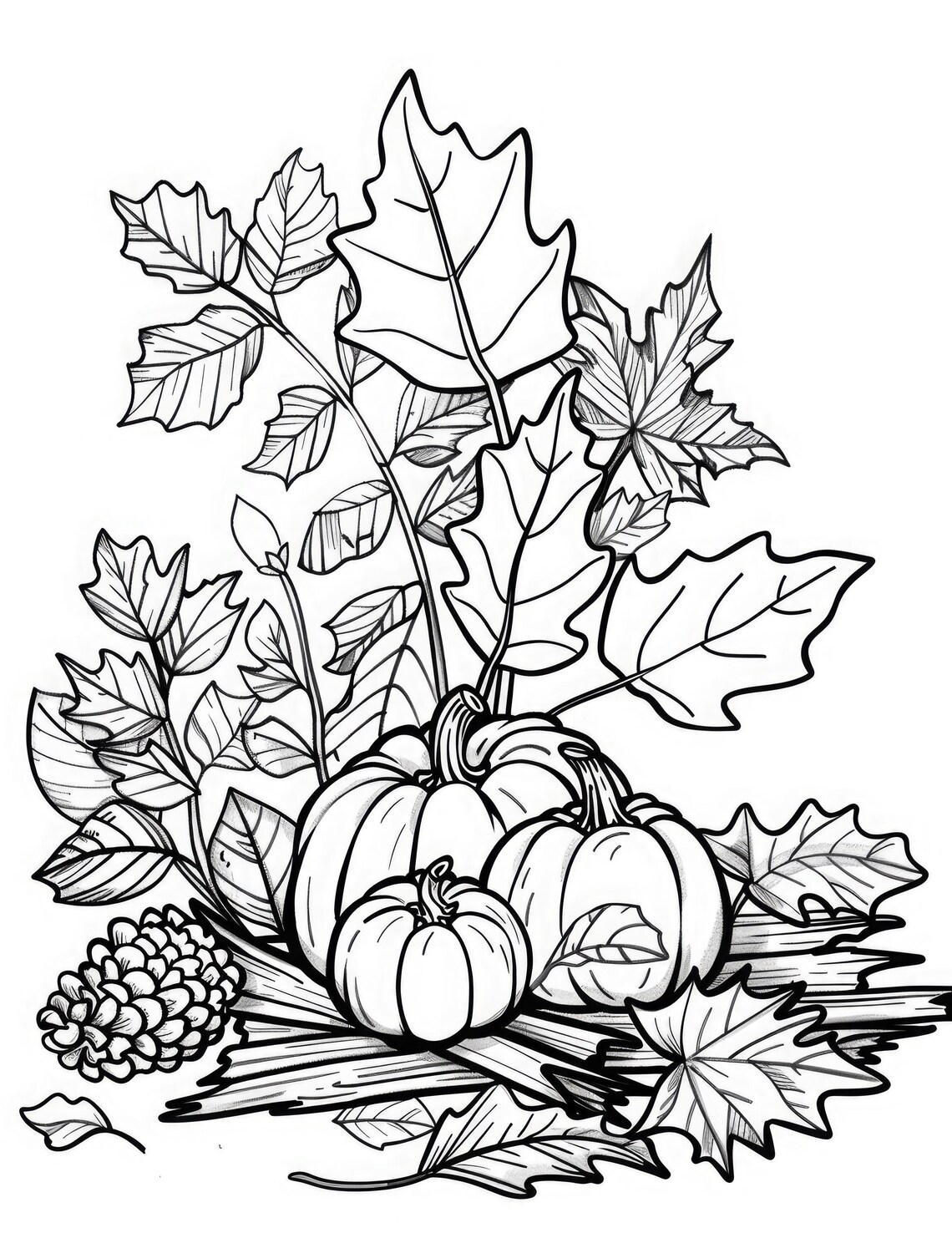 Four Full Page Printable Fall and Thanksgiving Coloring Pages. Cute ...