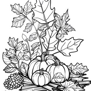 Four Full Page Printable Fall and Thanksgiving Coloring Pages. Cute ...