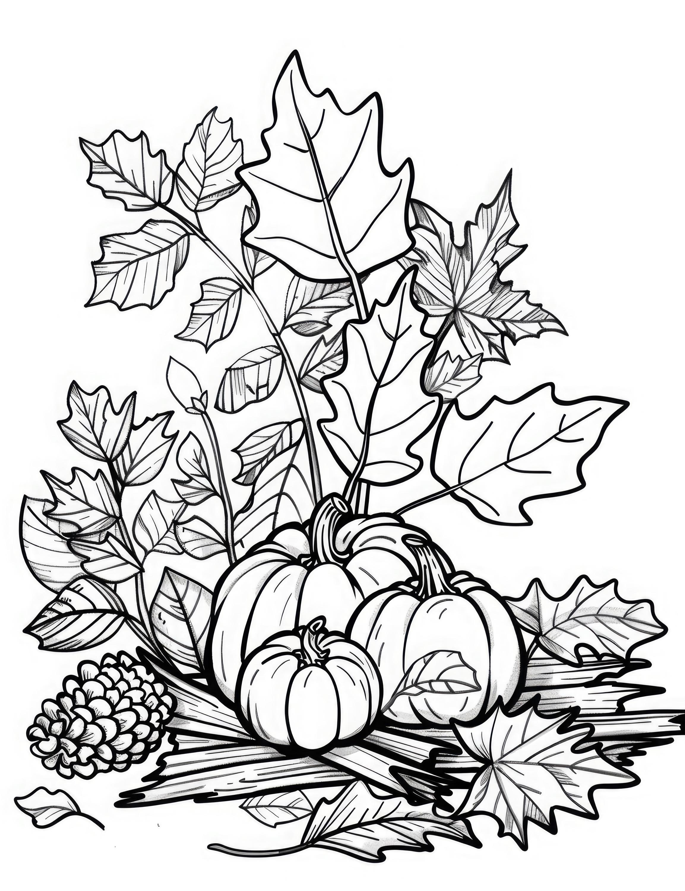 Four Full Page Printable Fall and Thanksgiving Coloring Pages. Cute ...