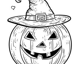 Printable Pumpkin Coloring Pages. Cute Halloween Coloring Pages. Kids ...