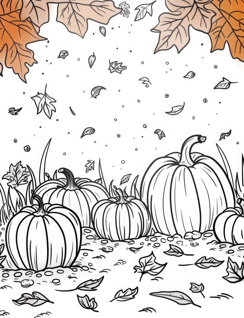 Four Full Page Printable Fall and Thanksgiving Coloring Pages. Cute ...