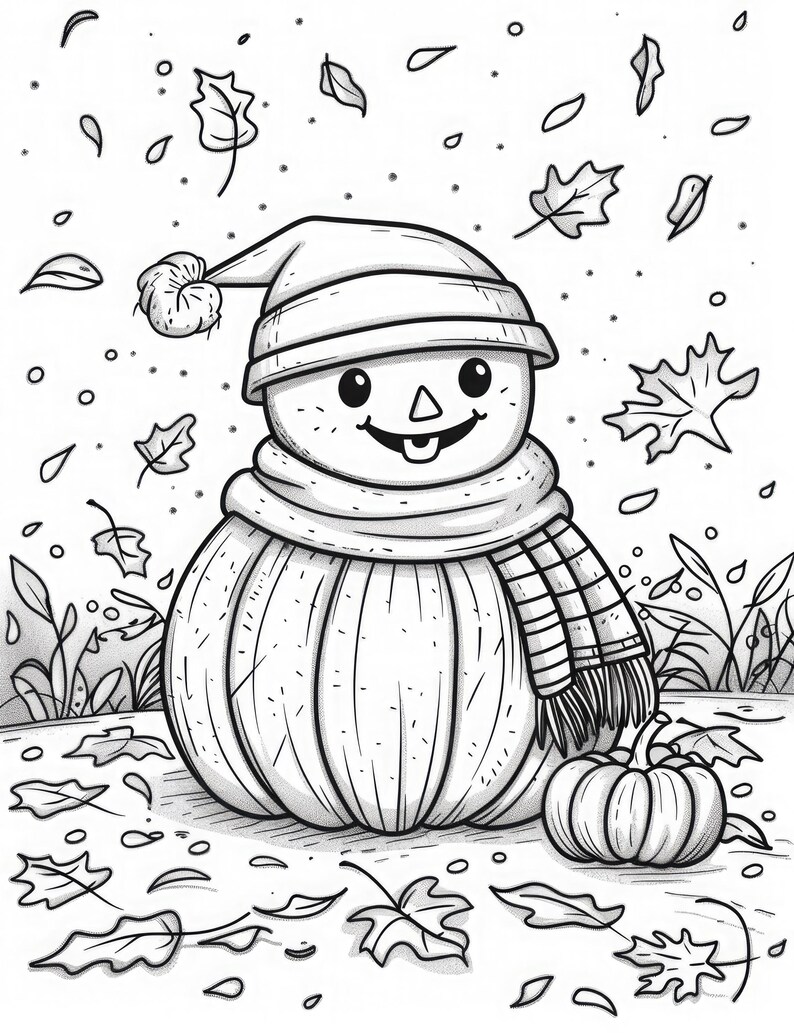 Four Full Page Printable Fall and Thanksgiving Coloring Pages. Cute ...