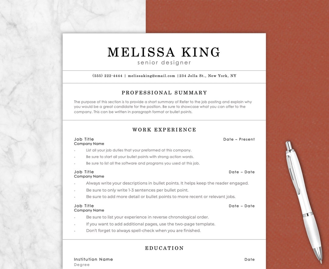 Professional Resume Template | Downloadable CV | Google Docs and Word ...