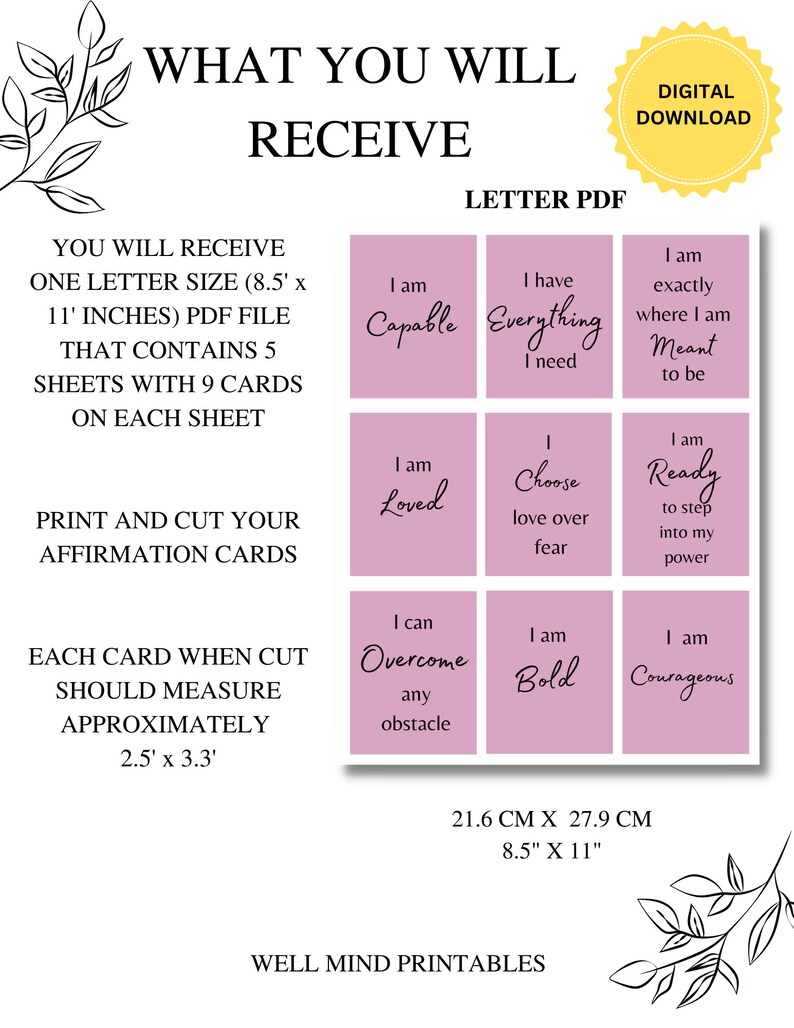 Positive Affirmation Card Deck, Vision Board Printables, Cards for Law ...