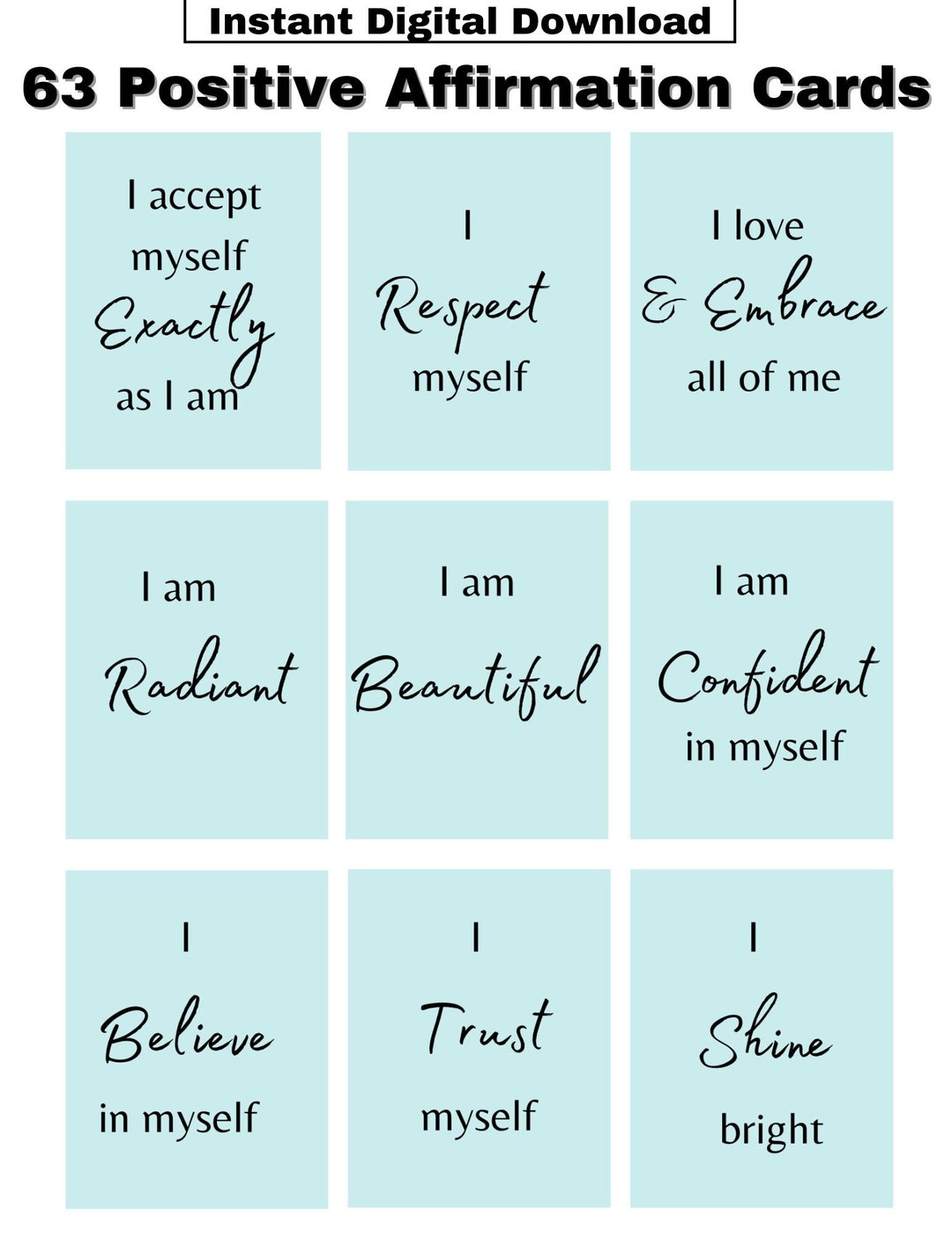 Positive Affirmation Card Deck, Vision Board Printables, Cards for Law ...