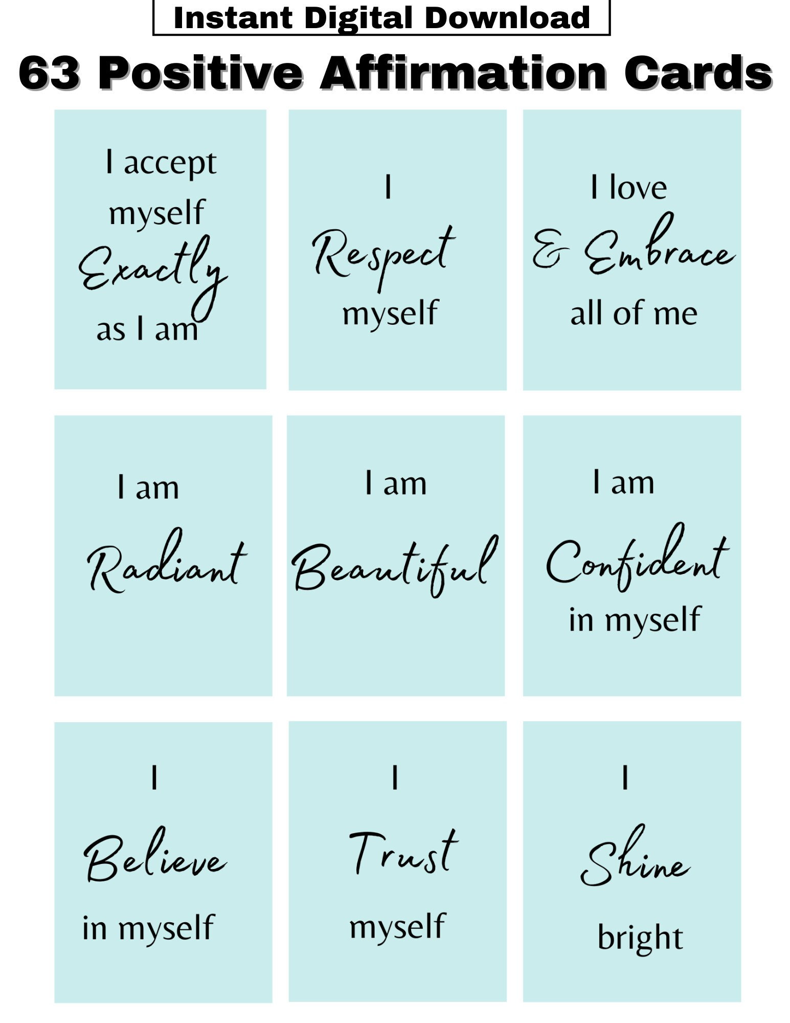 Positive Affirmation Card Deck, Vision Board Printables, Cards for Law ...