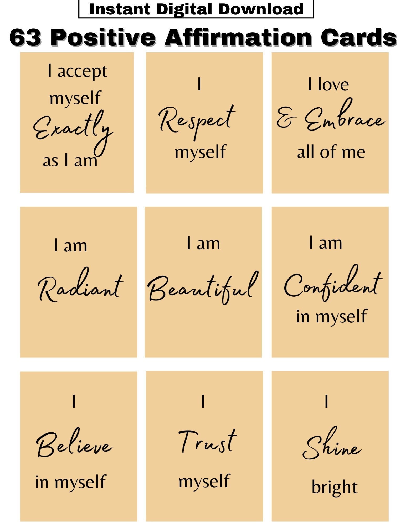 Positive Affirmation Card Deck, Vision Board Printables, Cards for Law ...
