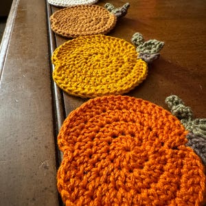 Handmade Crochet Pumpkin Coasters Set of 4 Fall Inspired Pumpkin Drink ...