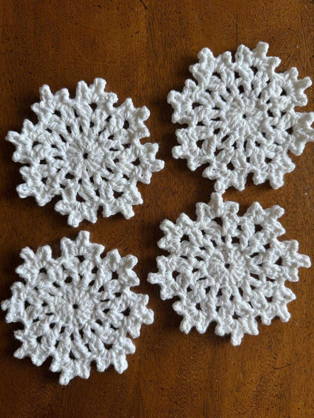 Snowflake Coasters Snow Themed Gift White Snowflake Set of Four ...