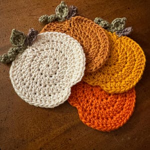 Handmade Crochet Pumpkin Coasters Set of 4 Fall Inspired Pumpkin Drink ...