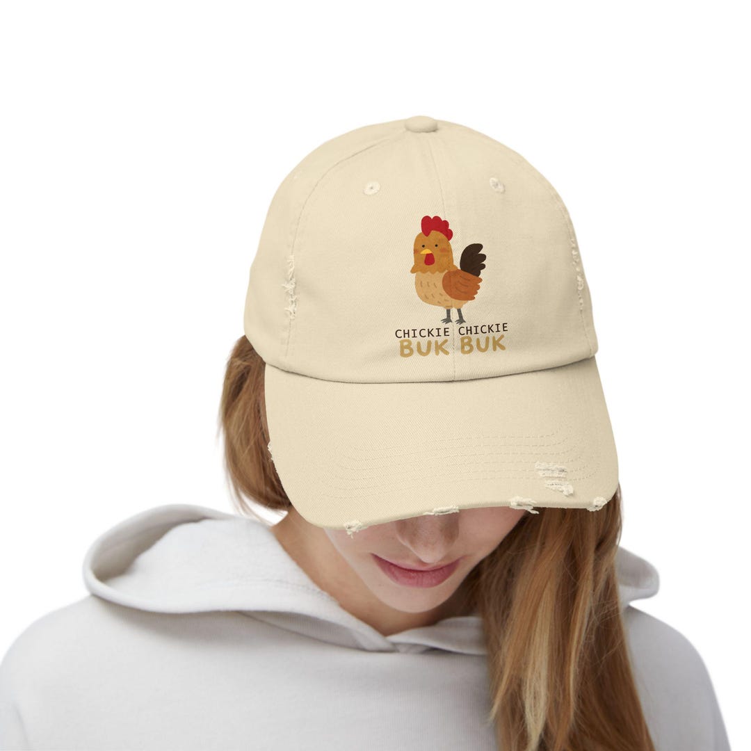 Distressed Cap, Funny Chicken Hat, Chickie Chickie Buk Buk, Unisex ...