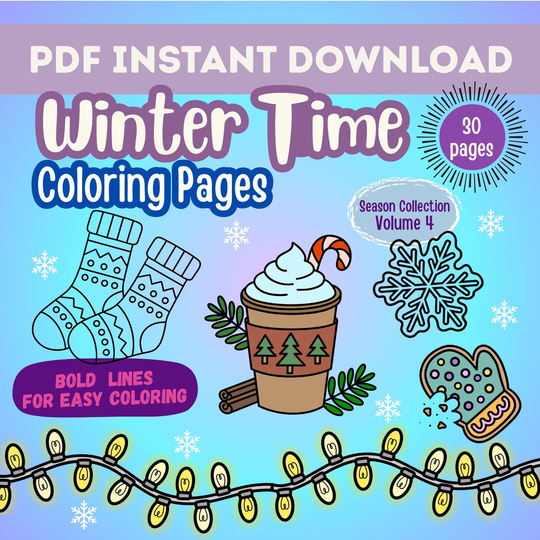 Winter Time Coloring Pages, 30 Printable Winter Inspired Pages, PDF ...