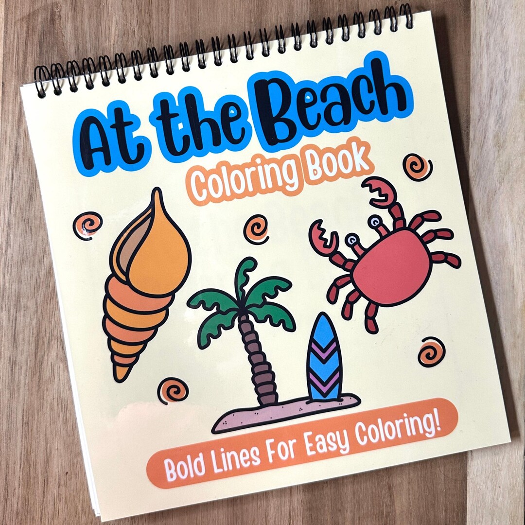 At the Beach Coloring Book, Bold and Easy Coloring Book, Thick Lined ...