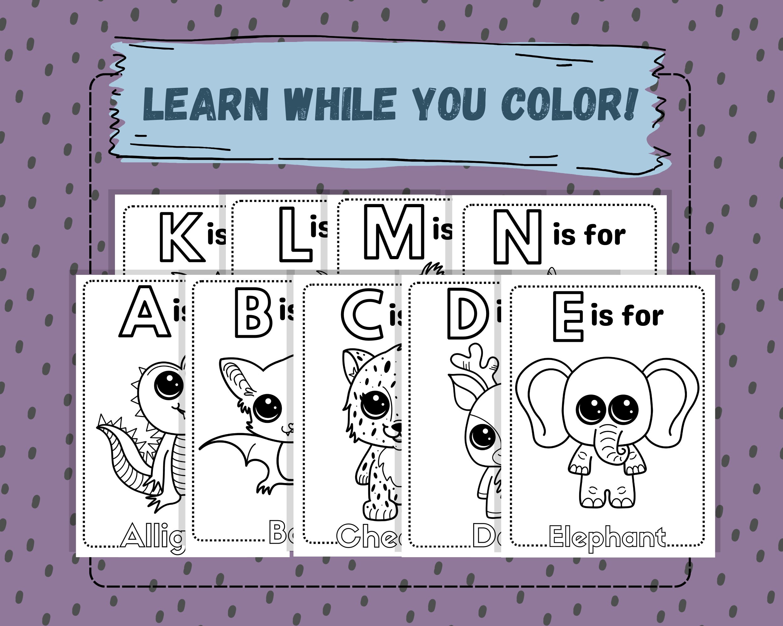 ABC Animal Coloring Pages, Coloring Pages for Kids, Learning Coloring ...