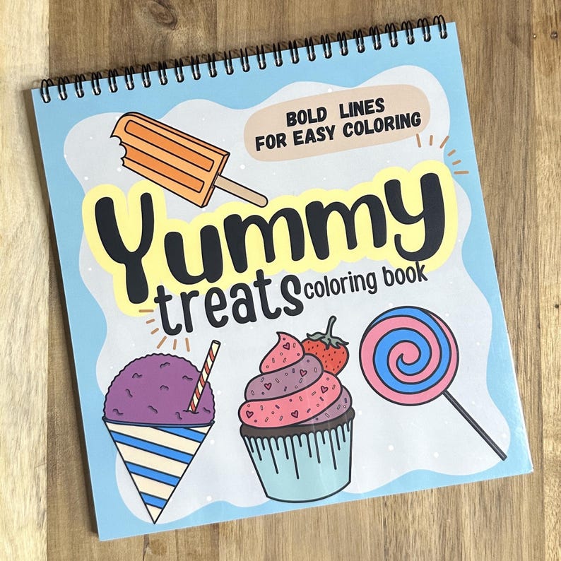 Yummy Treats Coloring Book, Bold and Easy Coloring Book, Thick Lined ...