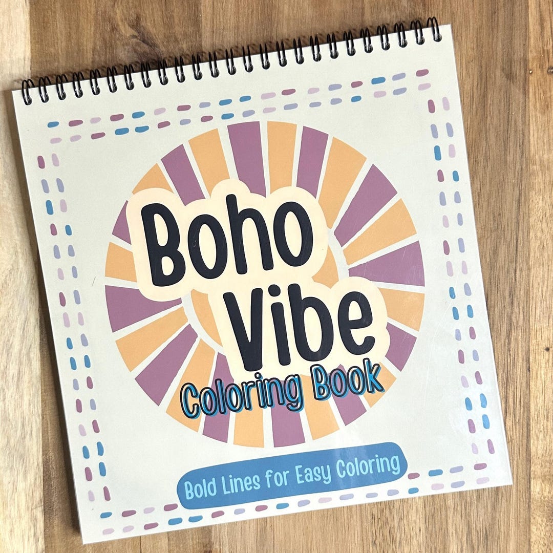 Boho Coloring Book, Bold and Easy Coloring Book, Thick Lined Coloring ...