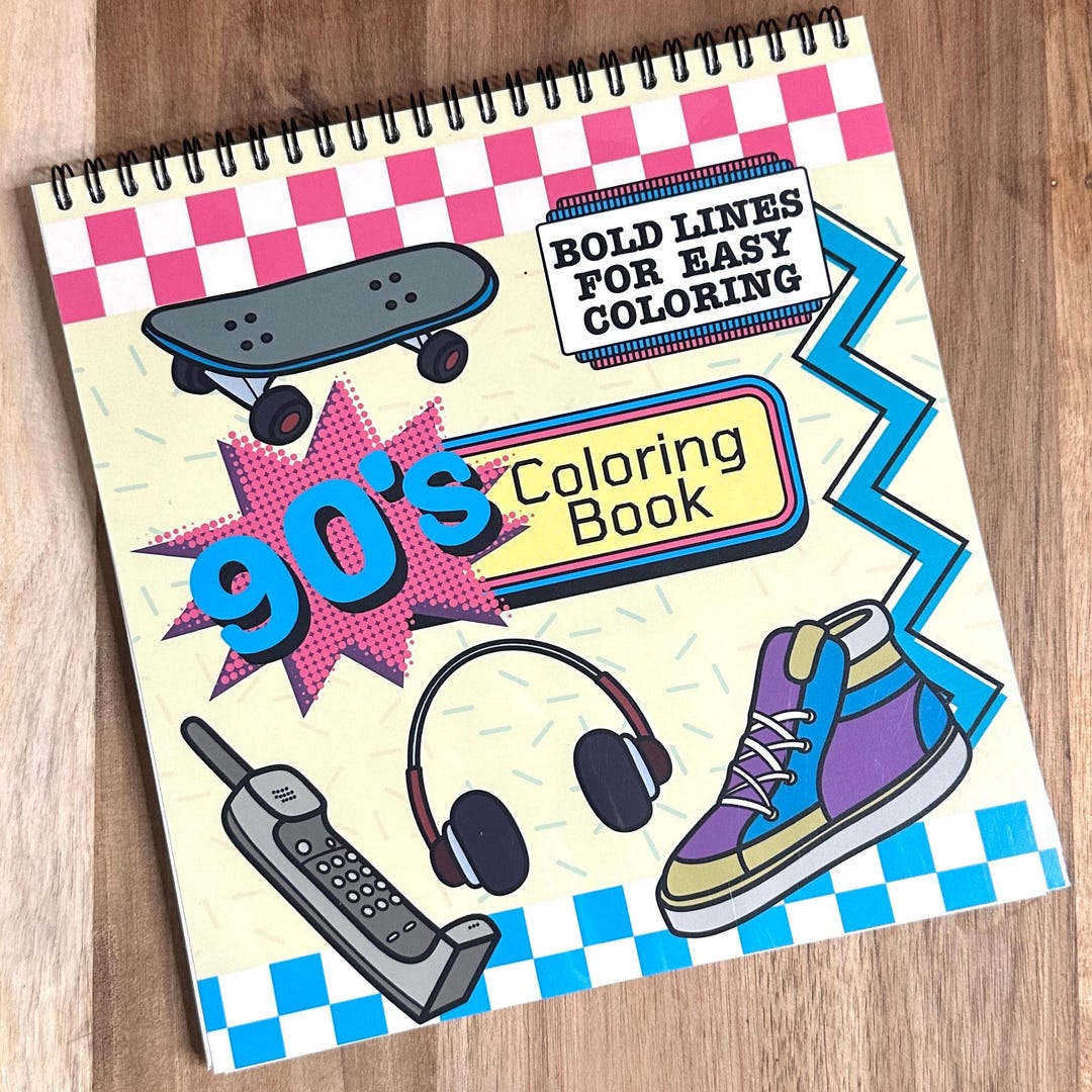 90's Coloring Book, Bold and Easy Coloring Book, Thick Lined Coloring ...
