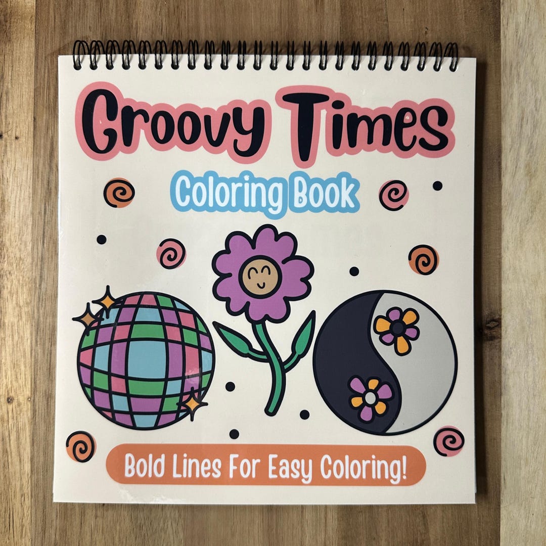 Groovy Times Coloring Book, Bold and Easy Coloring Book, Thick Lined ...