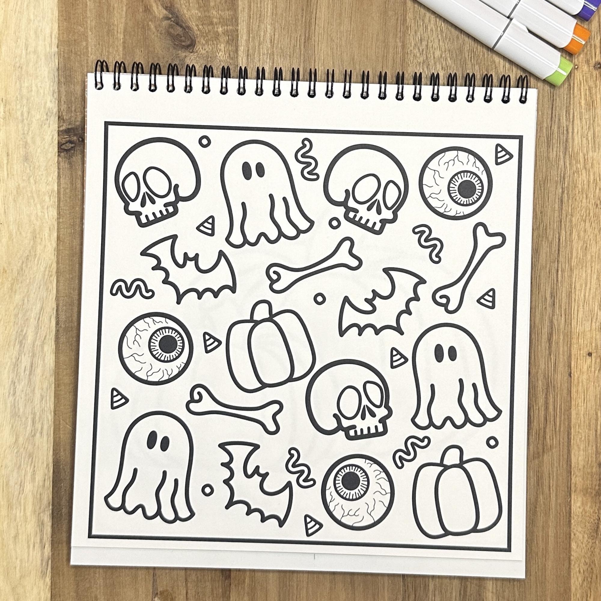 Spooky Halloween Coloring Book, Bold and Easy Coloring Book, Thick ...