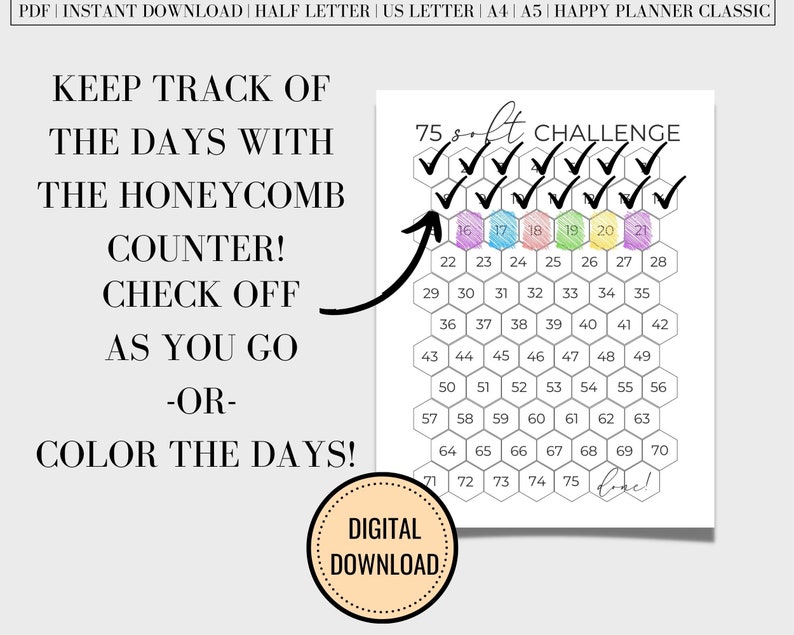 75 Soft Challenge Printable, 75 Soft Tracker, 75 Soft Printable, 75 ...