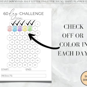 60 Day Challenge Printable, 60 Day Goal Tracker, Monthly Goal Planner ...
