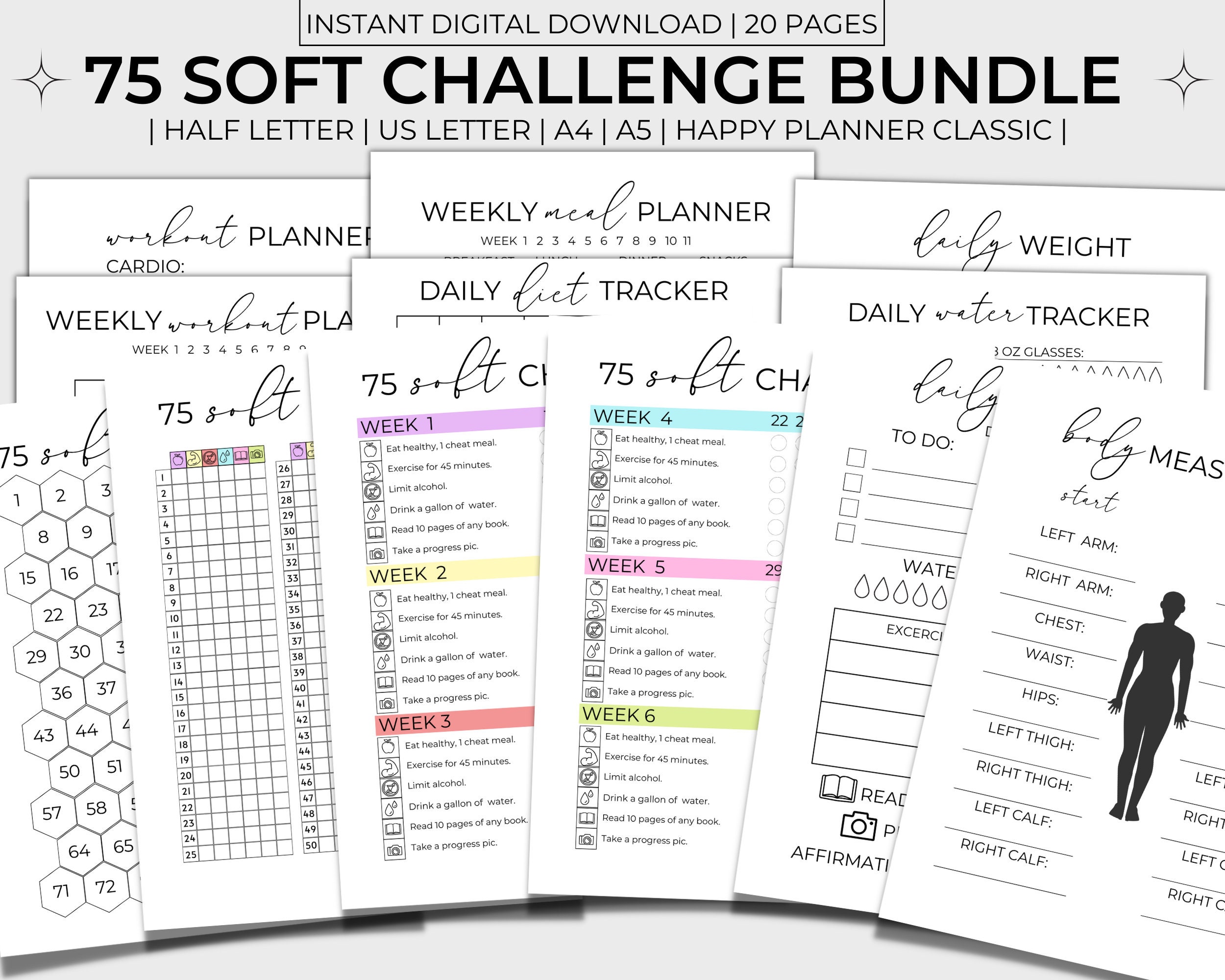 75 Soft Challenge Bundle Printable 75 Soft Tracker Health & - Etsy