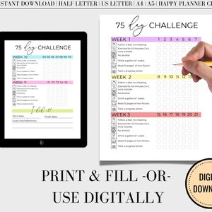 75 Day Challenge Printable, 75 Day Tracker, 75 Challenge Printable , 75 ...