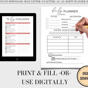 75 Day Challenge Bundle Printable, 75 Day Tracker, 75 Challenge ...