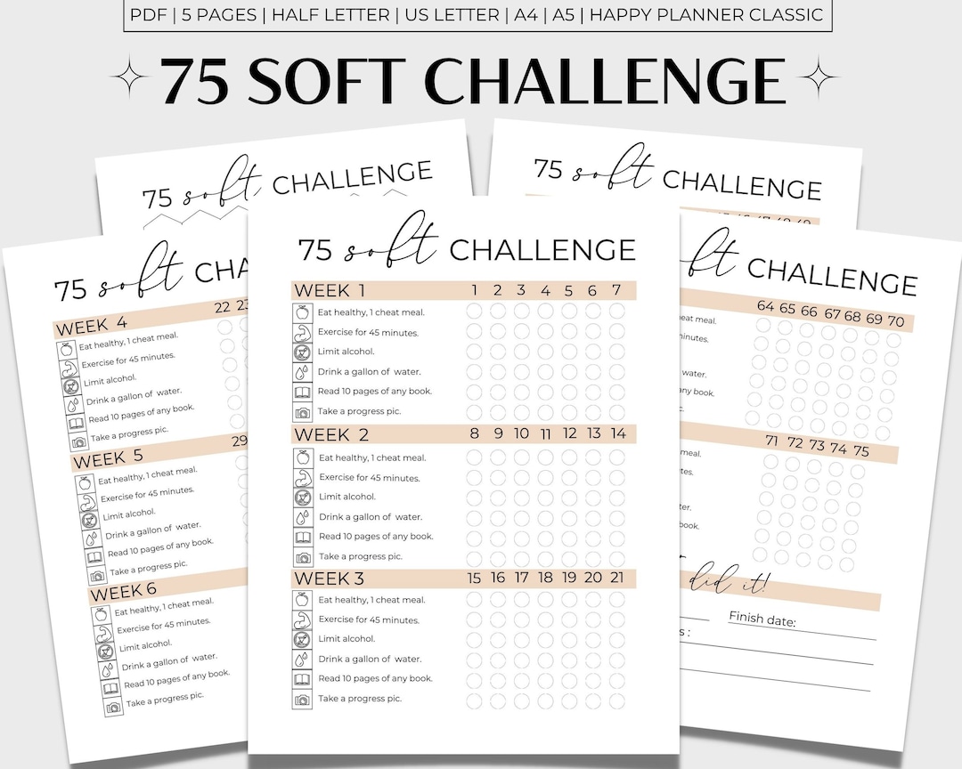 75 Soft Challenge Printable, 75 Soft Tracker, 75 Soft Printable, 75 ...