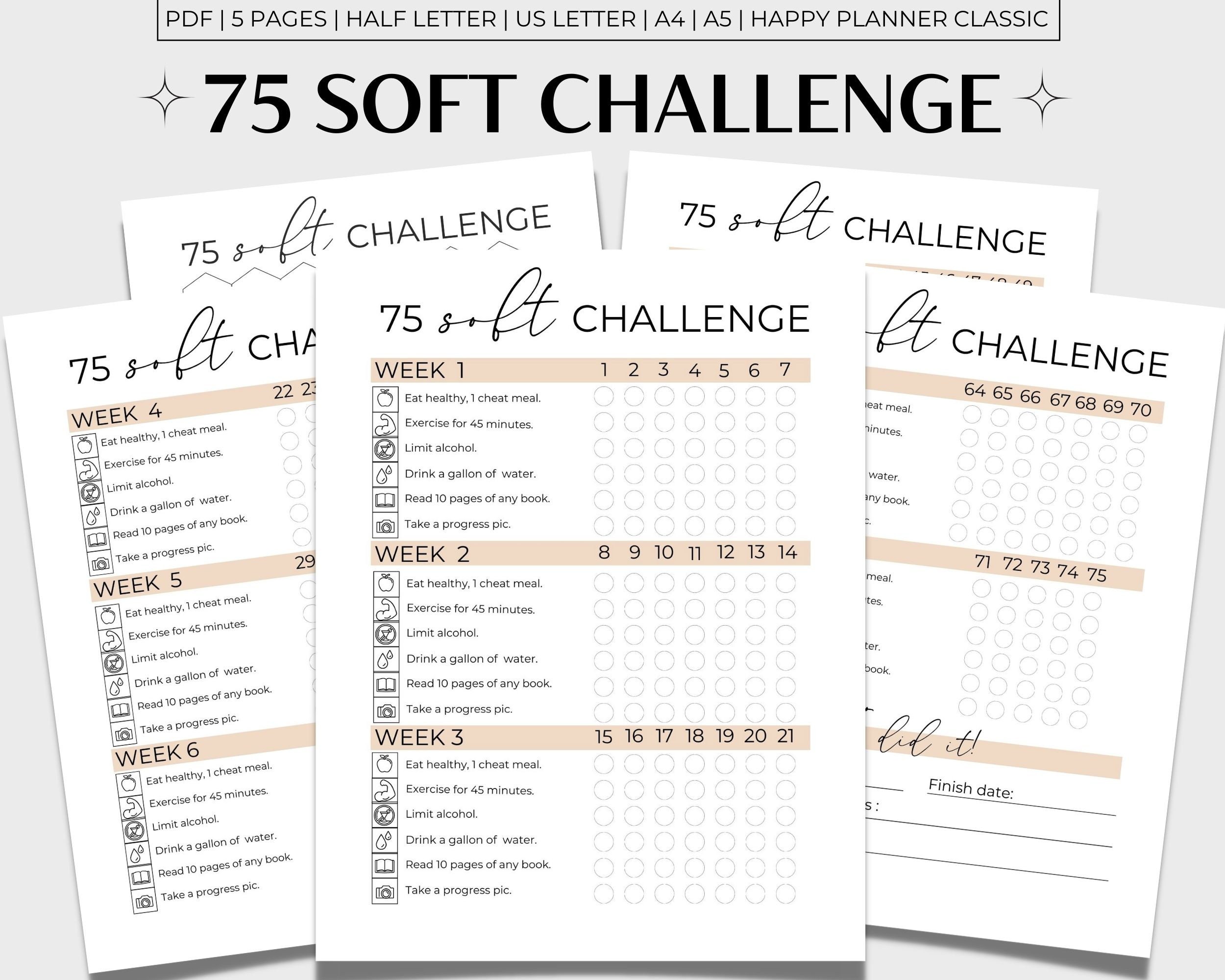 75 Soft Challenge Printable, 75 Soft Tracker, 75 Soft Printable, 75 ...