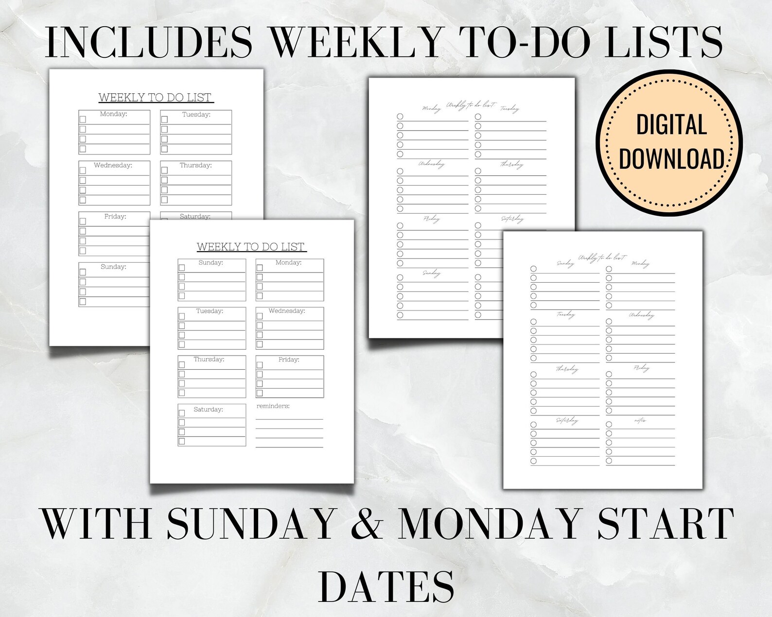 Printable To-do List Daily Weekly To-do Pdf Planner To-do - Etsy