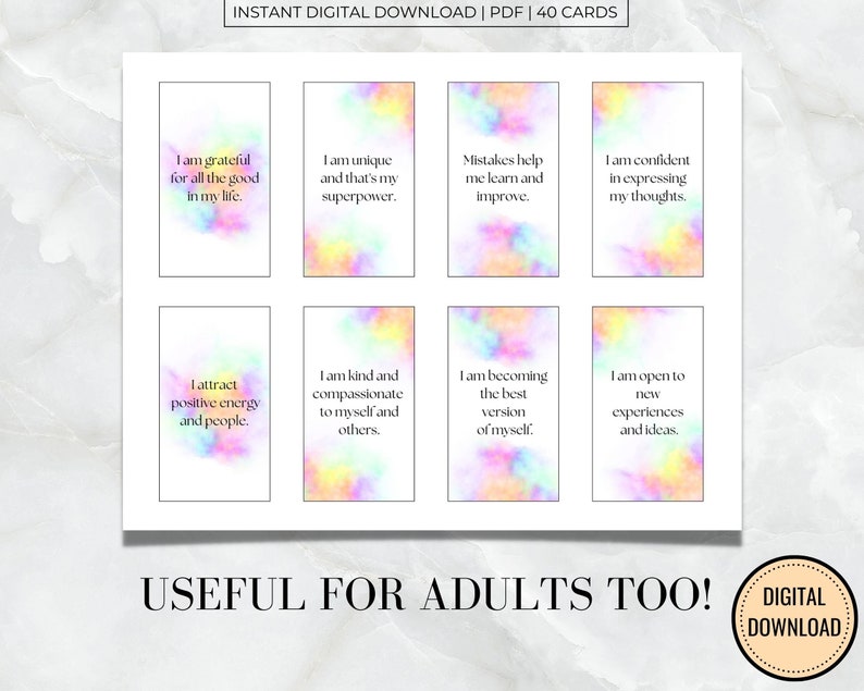 Daily Affirmations for Teens, Printable Affirmation Cards, Motivational ...