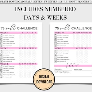 75 Soft Challenge Printable, 75 Soft Tracker, 75 Soft Printable, 75 ...