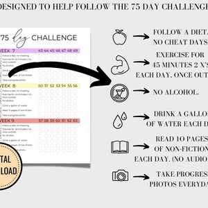 75 Day Challenge Printable, 75 Day Tracker, 75 Challenge Printable , 75 ...