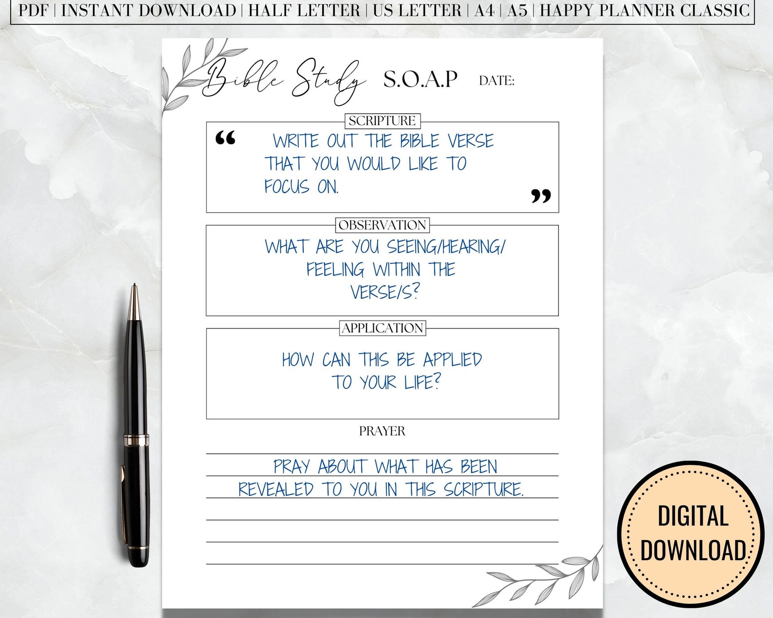 Bible Study Guide Printable, SOAP Bible Study Template, Minimalist ...