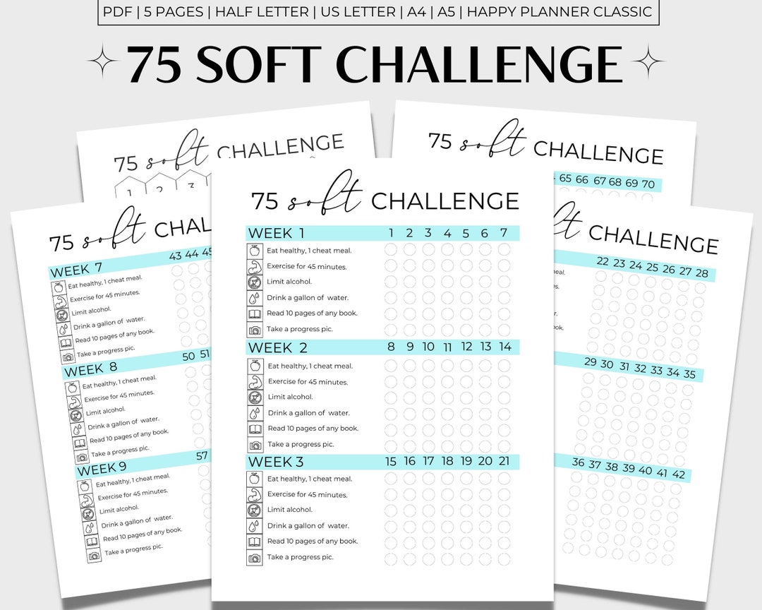 75 Soft Challenge Printable, 75 Soft Tracker, 75 Soft Printable, 75 ...